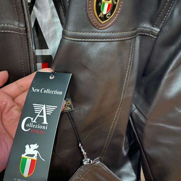 Armani Collezioni | Jackets & Coats | Collezioni Italia Brown Leather ...